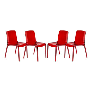LeisureMod Murray Mid-Century Modern Dining Side Chair in Red ...