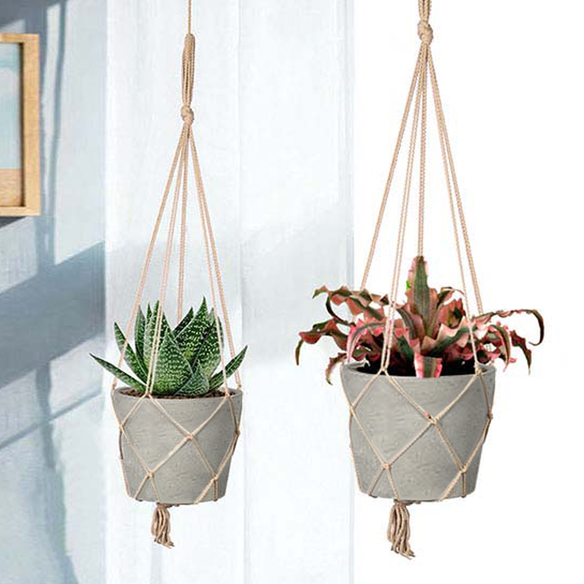 Patio 6" Wide Craft Small Hanging Pot With Netting - Beach Style ...