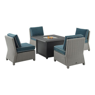 Bradenton 5-Piece Outdoor Conversation Set, Dante Fire Table, 4 Armless ...