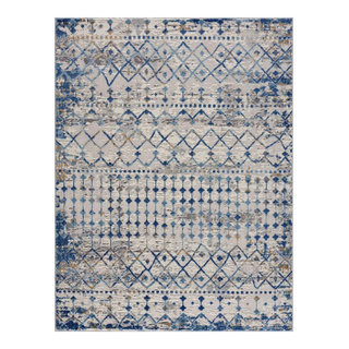 75% Polypropylene 25% Polyester Shrink Adel Moroccan Area Rug, Blue ...