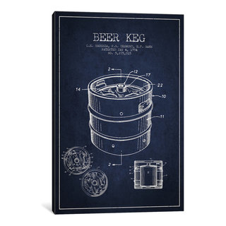 "Keg Navy Blue Patent Blueprint" by Aged Pixel, 12x8x.75, 18x12x1.5 ...