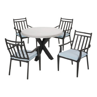 Monterey Outdoor 5 Piece Dining Set With Light Weight Concrete Table ...