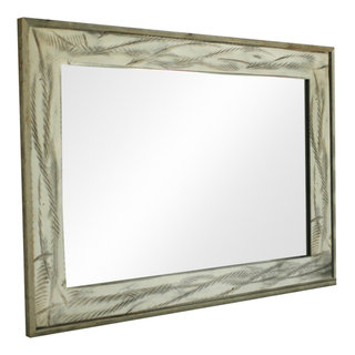 Rustic Mirror, Denali Antique White Heavily Distressed Wood Mirror, 22 ...