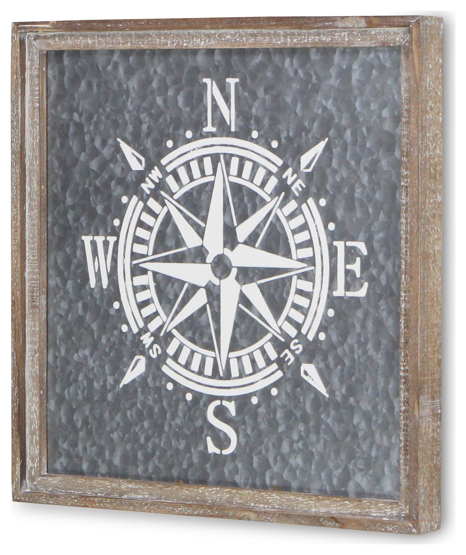 Cowa Painted Compass on Galvanized Backdrop Wall Decor - Beach Style ...