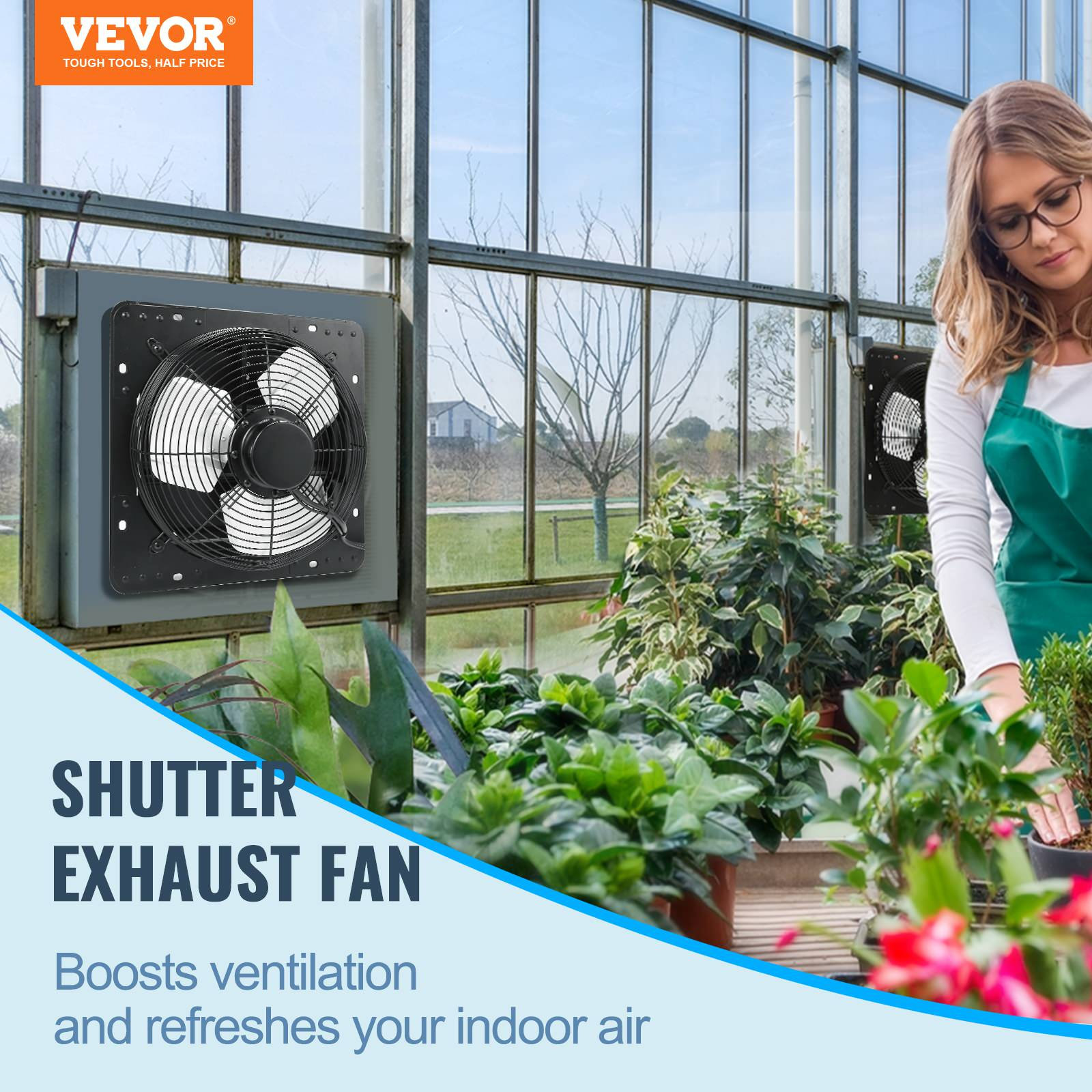 VEVOR Shutter Exhaust Fan Wall-mount w/ Remote Control, 12 ...