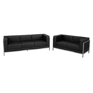 Black Leather Lounge Set, 2 PC - Contemporary - Living Room Furniture ...