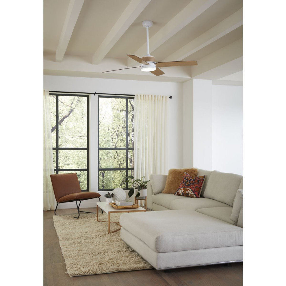 Schaffer II 56" 5-Blade Satin White Ceiling Fan With Integrated LED ...