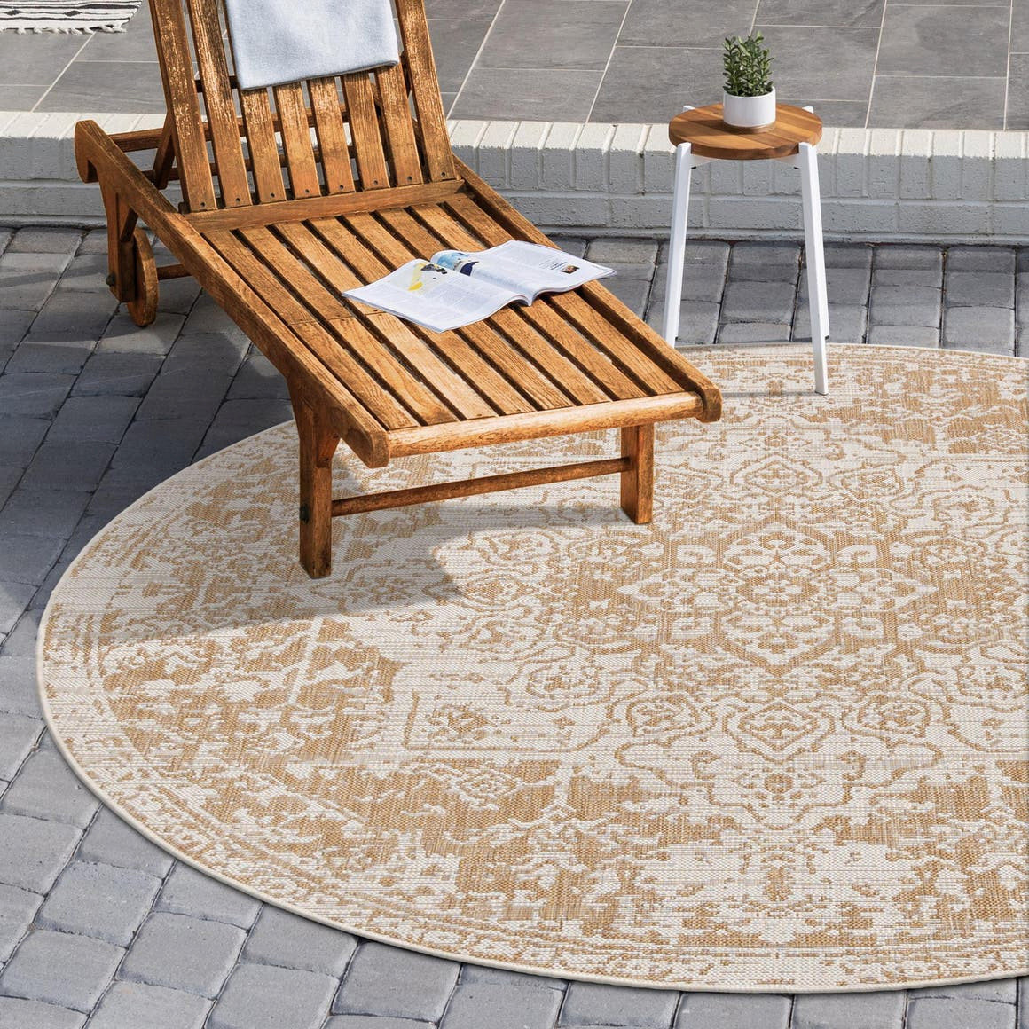 Jill Zarin Dubai Outdoor Rug, 4' 0 x 4' 0 Round - Contemporary ...