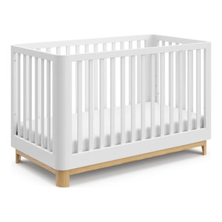 Storkcraft Santos 3-in-1 Convertible Crib (White with Natural ...