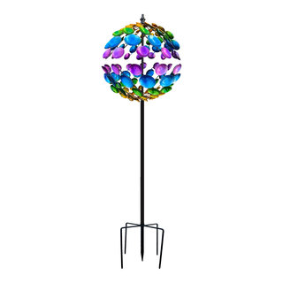 Colorful Painted Metal Sphere Kinetic Wind Spinner Outdoor Garden ...
