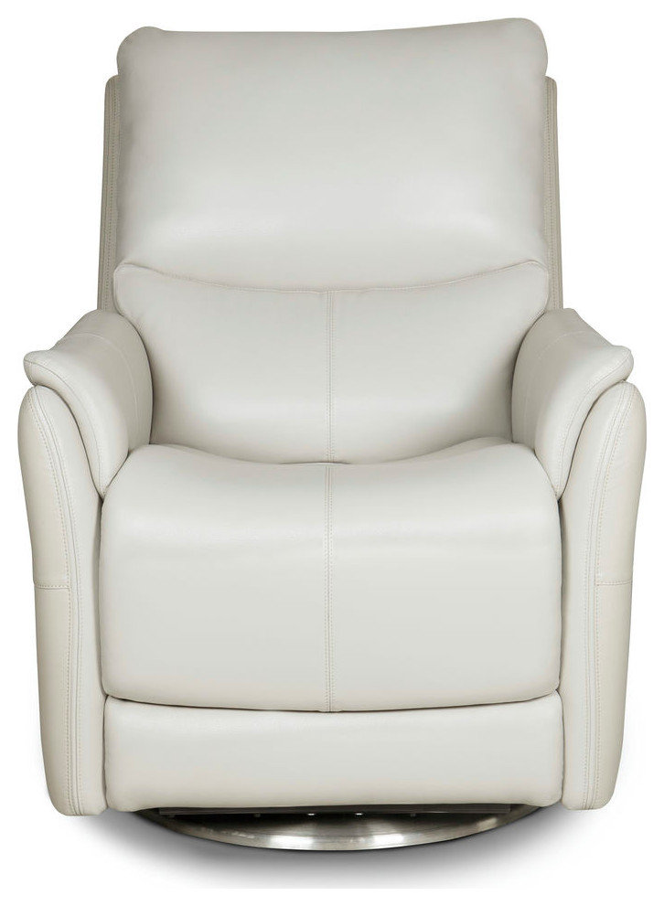Salem Rainer Ivory Swivel Recliner With Power Recline, Head Rest ...