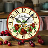 Vintage-Style Cherries Clock, 10.5 Inch Diameter - Farmhouse - Wall ...