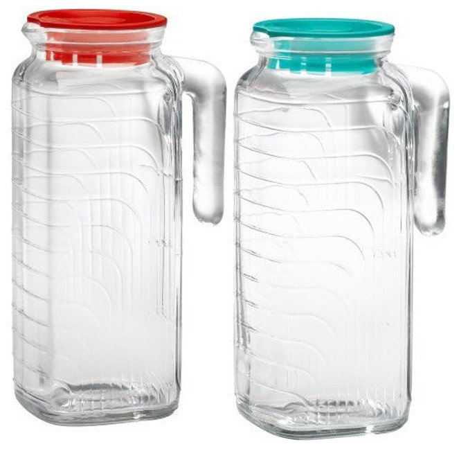 Bormioli Rocco Gelo Glass Pitcher with Lid, Set of 2 - Contemporary ...