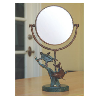 SPI Brass Dolphin & Turtle Mirror, One Size - Beach Style - Wall ...