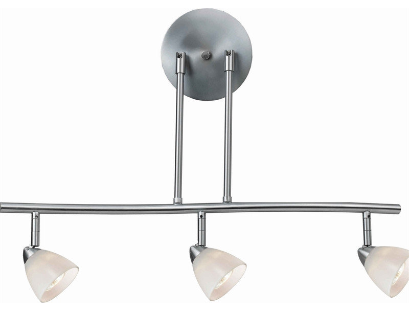 3 Light 120V Metal Track Light Fixture with Glass Shade in White and ...
