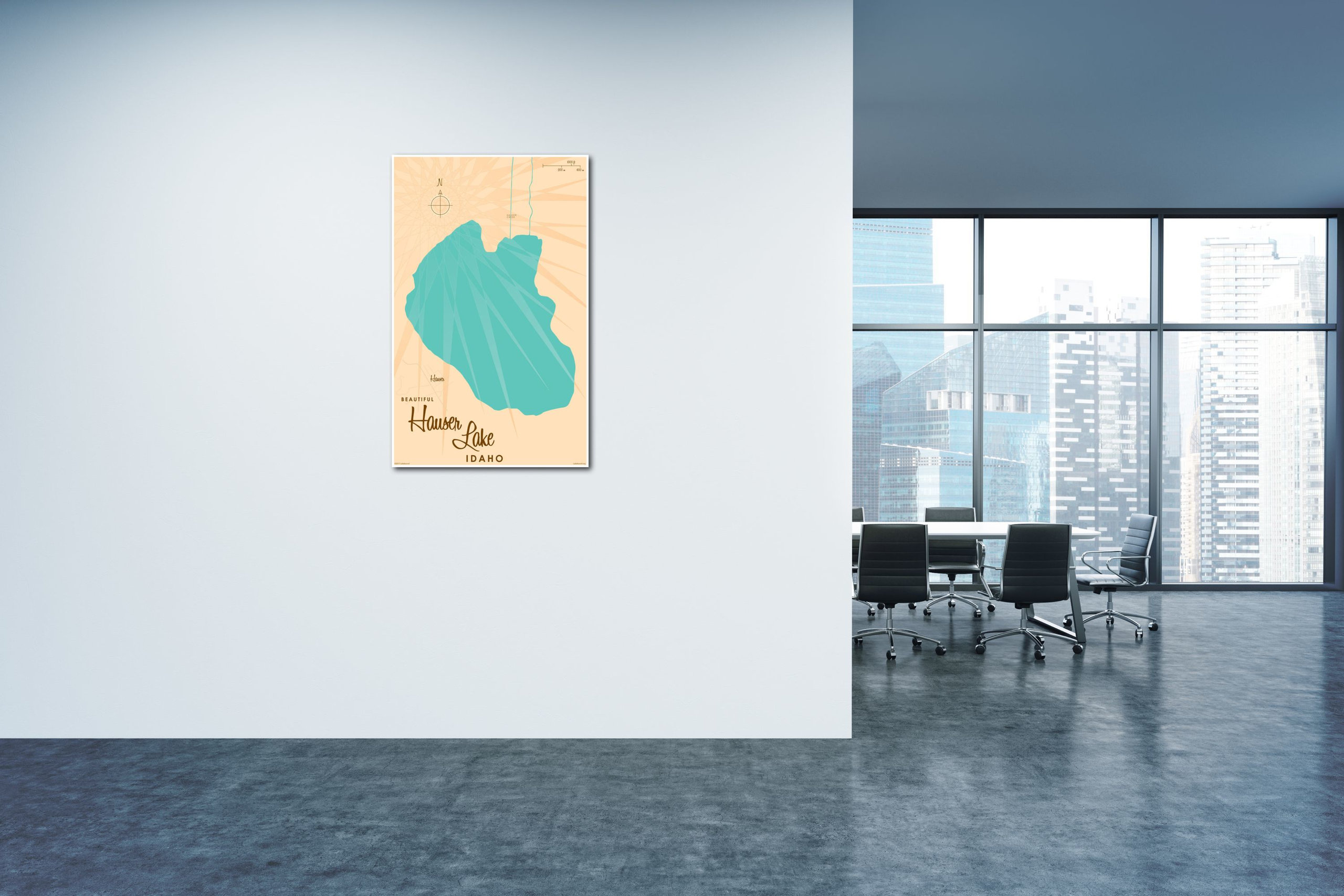 Lakebound Hauser Lake Idaho Map Art Print, 24"x36" - Contemporary ...