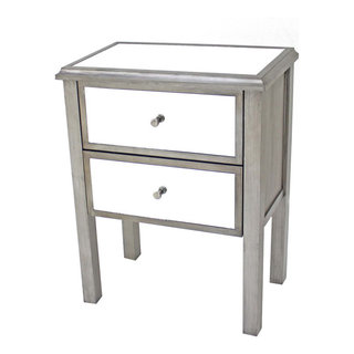 Transitional Style End Table with 2 Storage Drawers and Round Knobs ...