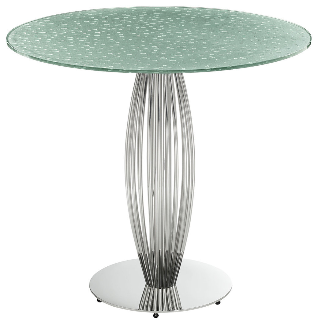 Tasso 39" Round Counter Table, Silver Rain Drops Glass - Contemporary ...