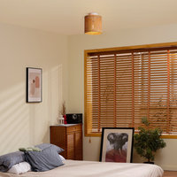 Bali 1-Light Matte White Flush Mount Ceiling Light with Natural Bamboo Shade - Asian - Flush ...