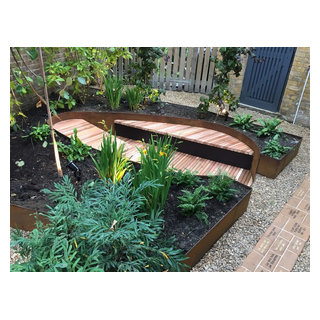 Sunken Western Red Cedar bench with Corten edge - Hertfordshire - by A ...