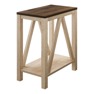Walker Edison Narrow A Frame Side Table, Dark Walnut/White Oak ...