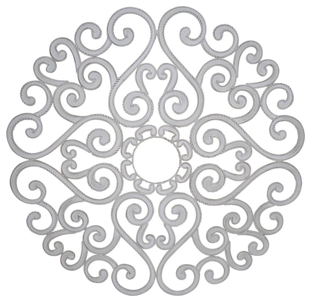 Antique White Iron Scroll Ceiling Medallion/Wall Decor - Mediterranean ...