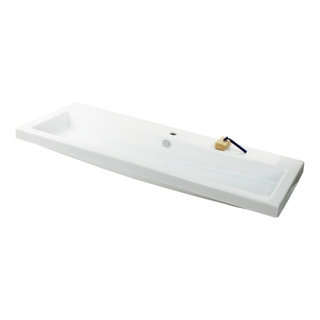 Large Rectangular Ceramic Wall Mounted, or Built-In Sink - Modern ...
