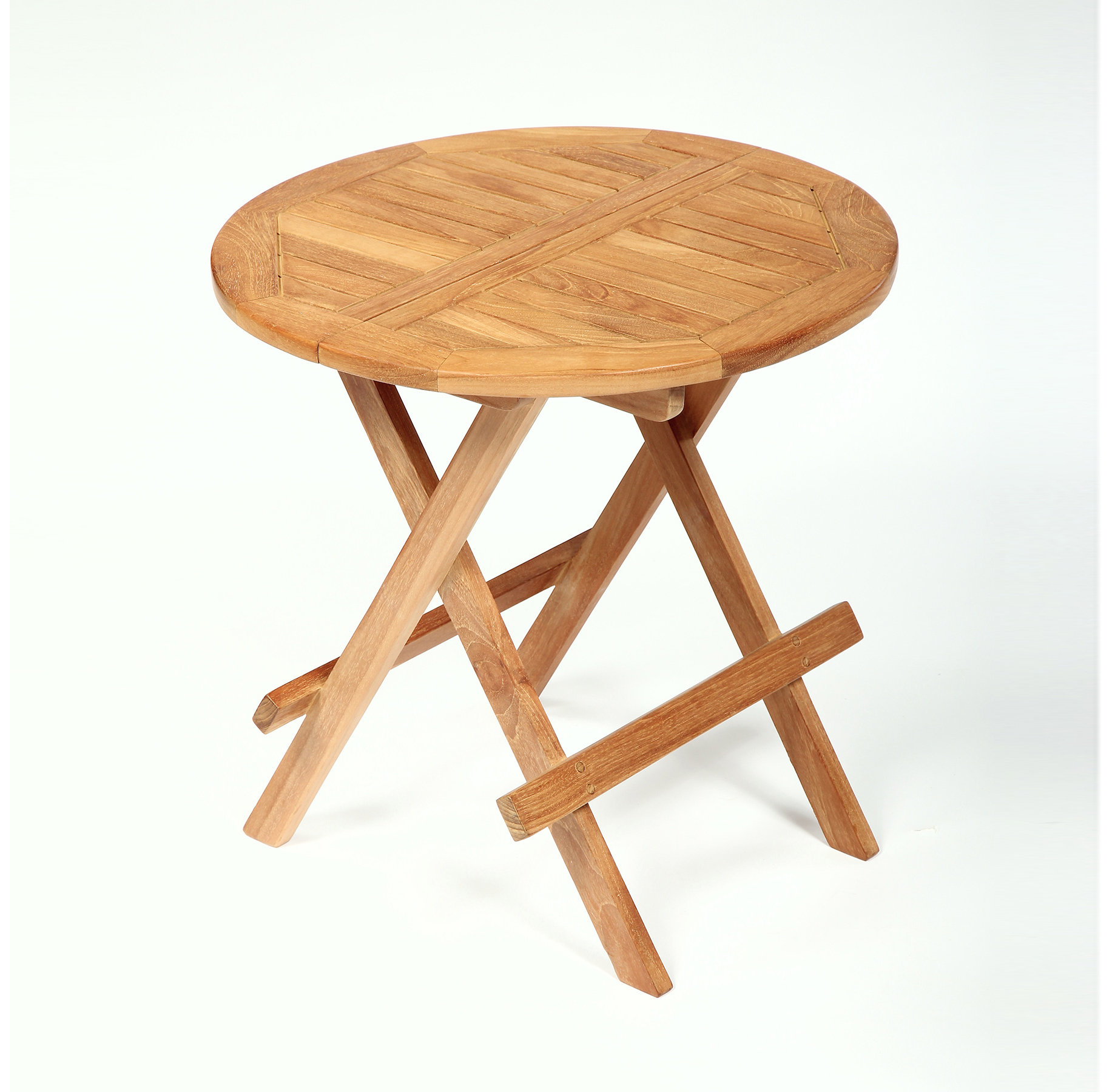 Teak Folding Side Table - Round 20" (50 cm) - Transitional - Outdoor ...