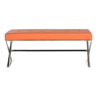 Rasha Bench, Orange - Contemporary - Upholstered Benches - by Rustic ...