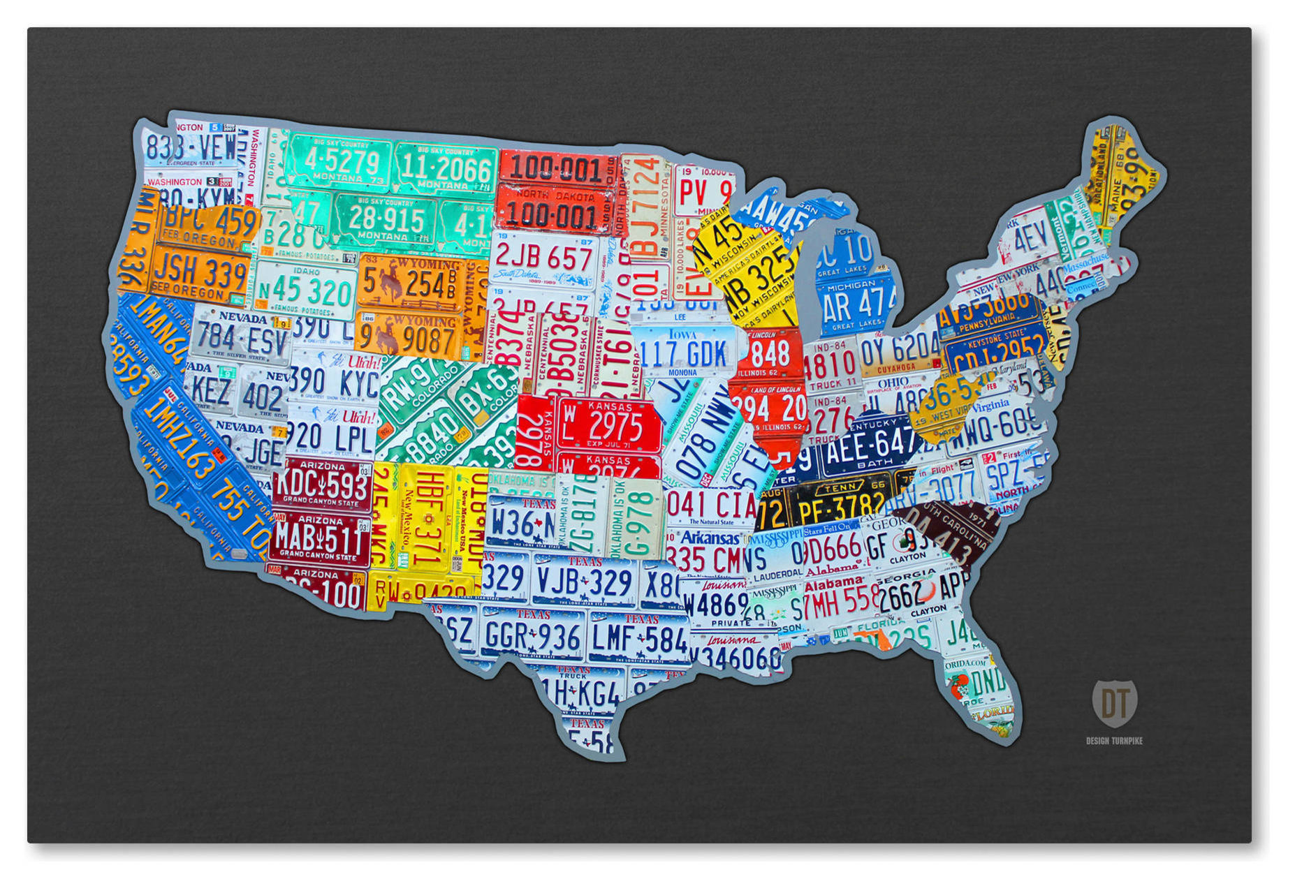 "Massive USA License Plate Map" Canvas Art by Design Turnpike, 12"x19 ...