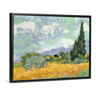 "Wheatfield with Cypresses, 1889" Floating Frame Canvas Art, 22"x18 ...