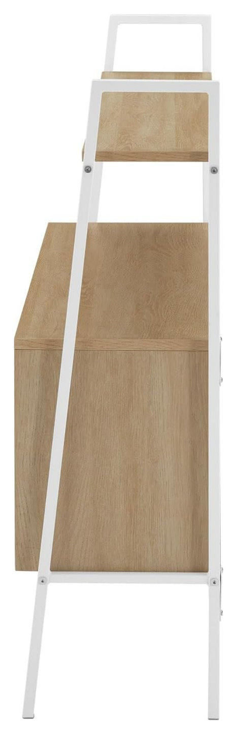 Modern Industrial Console Table, White Metal Frame & 3 Open Cubbies ...