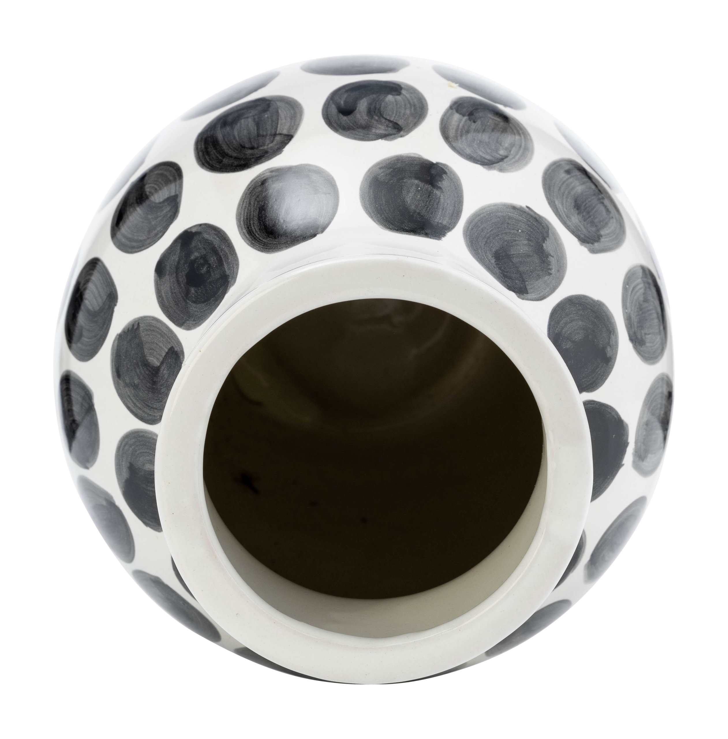 Ceramic 10"H Black Polk-A-Dot Flower Vase, White, 6x6x10 inches ...