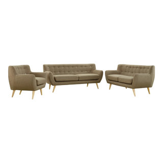 Marcy Brown 3 Piece Living Room Set - Midcentury - Living Room ...