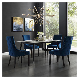 Posh Living Kinsley Velvet Dining Chair in Navy Blue (Set of 2 ...