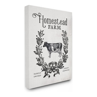 Homestead Farm Family Farmhouse Crest Cow with Wreath Canvas, 30"x40 ...
