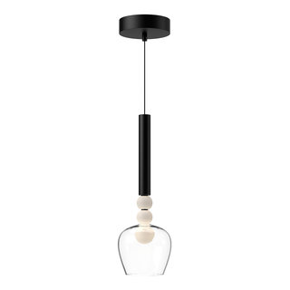 Rise Pendants Black/Clear Glass D5-3/4"xH17", D5-3/4"xH17 ...