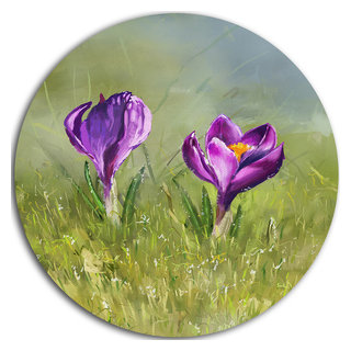 Crocus Couple, Floral Round Wall Art, Disc of 11 inch - Contemporary ...