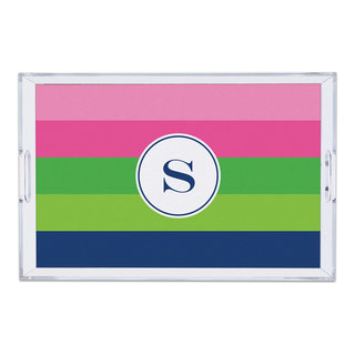 Large Lucite Tray Bold Stripe Single Initial - Contemporary - Serving ...