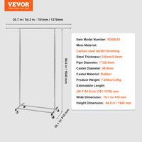 VEVOR Clothes Rack With Wheels Heavy Duty Clothing Garment Rack With ...