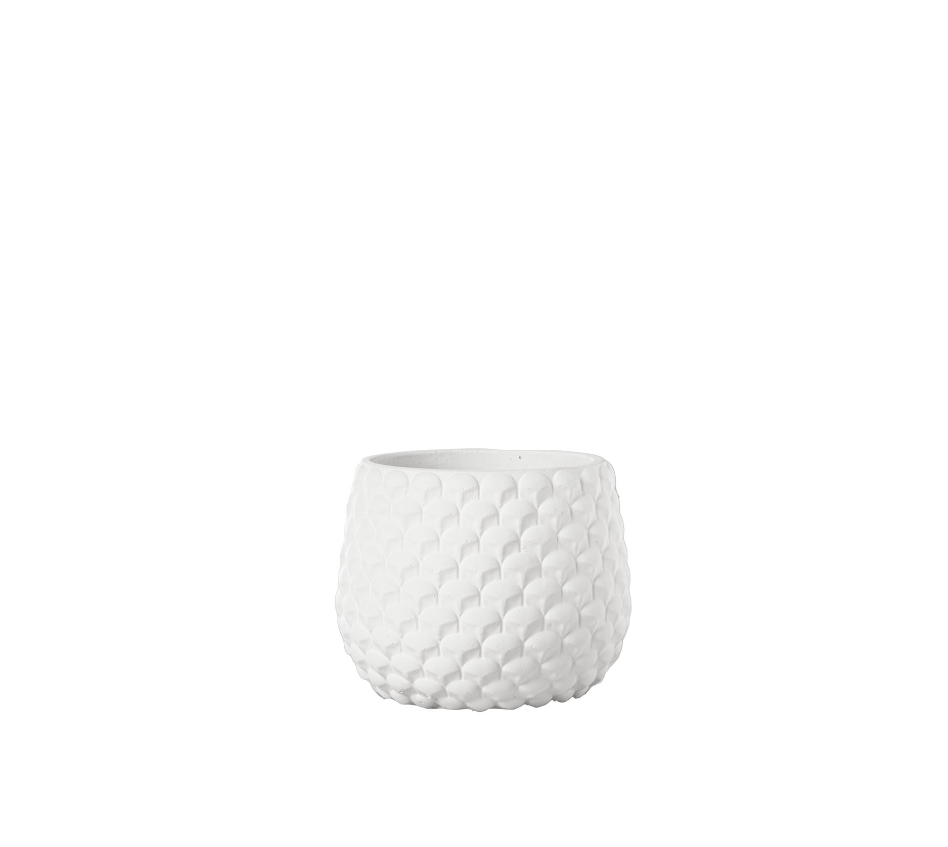 Urban Trends Cement Round Pot With White Finish 53619 - Contemporary ...