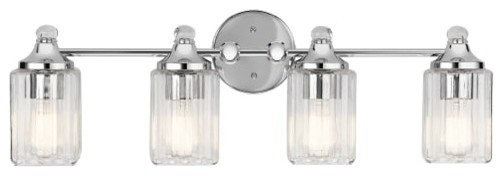 Riviera 4-Light Bath Vanity Chrome Clear Ribbed Glass - Transitional ...