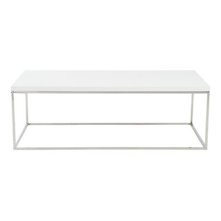 47" White And Silver Metal Coffee Table - Contemporary - Coffee Tables ...