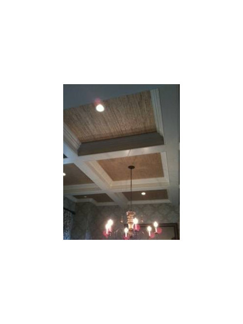 Grasscloth in between the beams of my coffered ceiling???We just moved ...