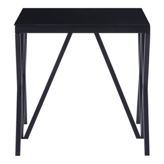 21" Black Glass and Metal Square End Table - Industrial - Side Tables ...