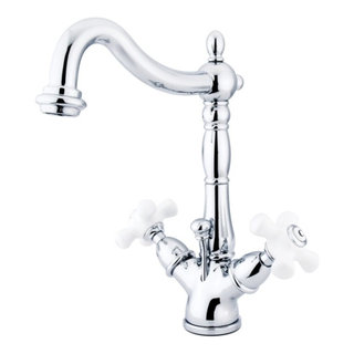 Two Handle Mono Deck Faucet with Brass Pop-up & Optional Deck Plate ...