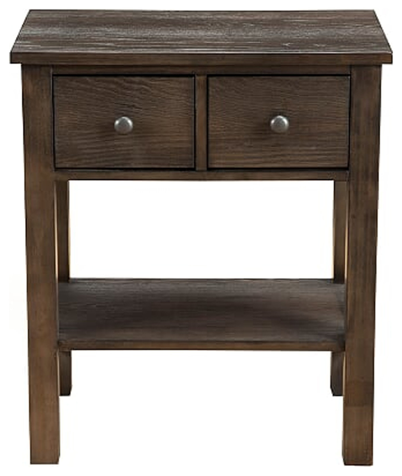 Transitional Nightstand with Two Drawers and Open Bottom Shelf, Gray ...