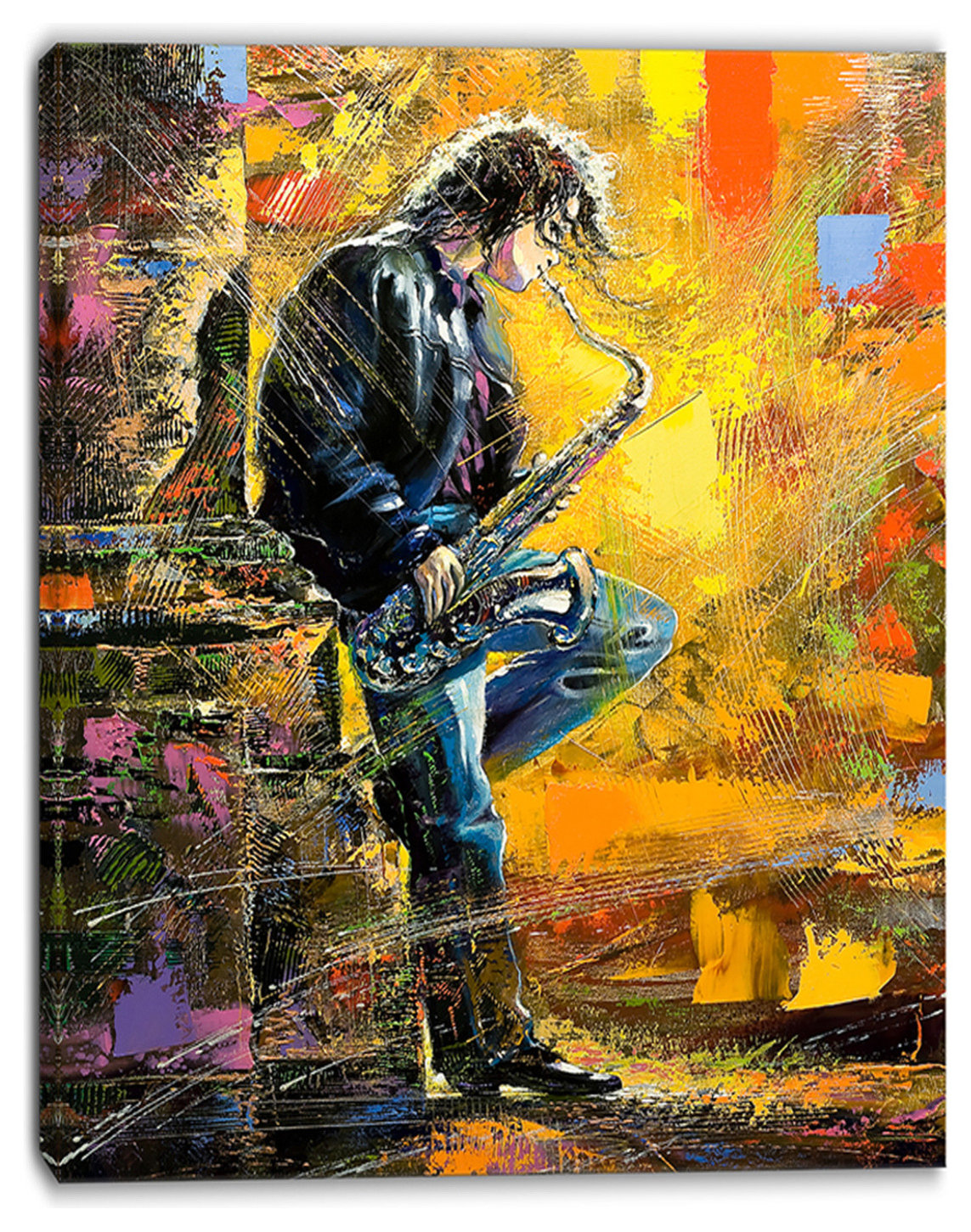 "Man With Saxophone" Contemporary Canvas Artwork, 30"x40 ...