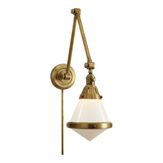 Gale Library Wall Sconce, 1-Light, Hand-Rubbed Antique Brass, 21.5"H ...