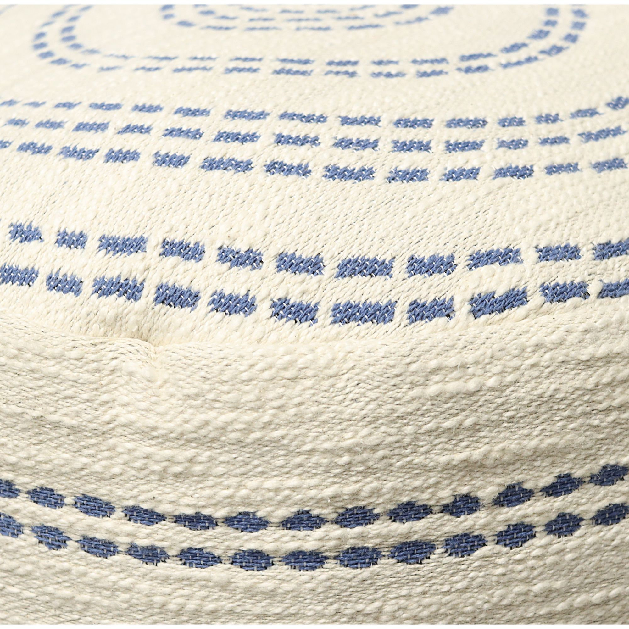 Blue Machine Woven Euclid Pouf, 18" Cube, 18" Cube - Beach Style - Floor Pillows And Poufs - by ...